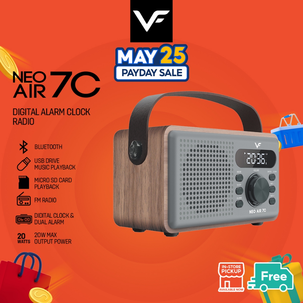 Vinnfier VF Neo Air 7C Digital Alarm Clock Portable Bluetooth Speaker ...