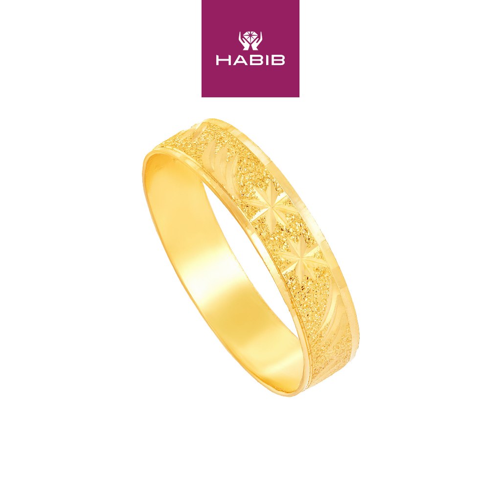 HABIB 916/22K Yellow Gold Band Ring (Belah Rotan) CHR020623 | Shopee ...