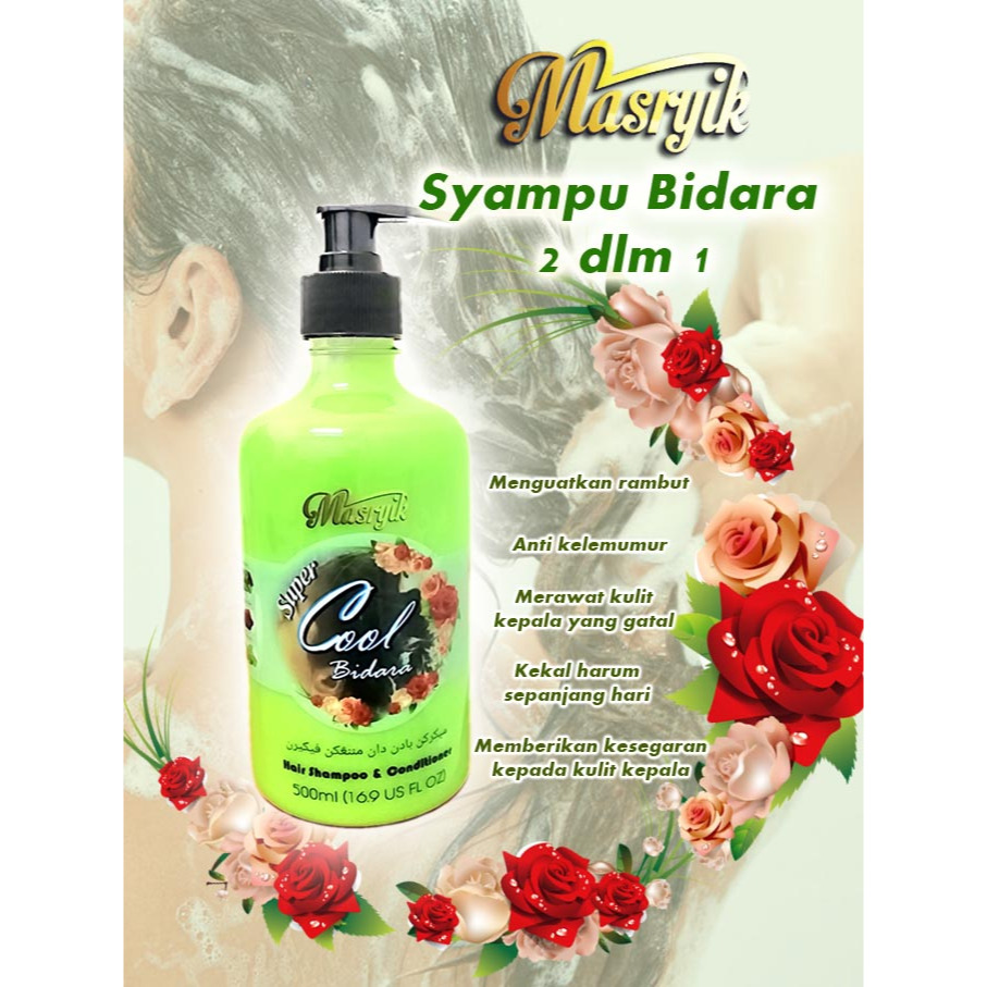 Masryik Super Cool Syampu Bidara/500ml/Aura 7 bunga/Shampoo/Conditional ...