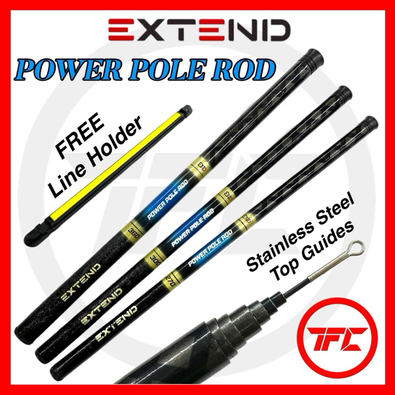 EXTEND POWER POLE FISHING ROD Puyu Udang Kolam Pancing Telescopic ...