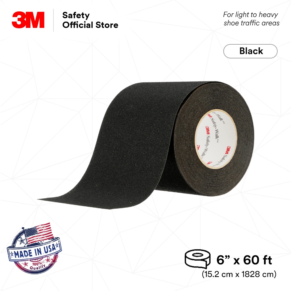 3M™ 610 Safety-Walk Black Anti Slip Floor Tape/ Slip & Weather Resistant (Width 6" x 60ft x 1 ...