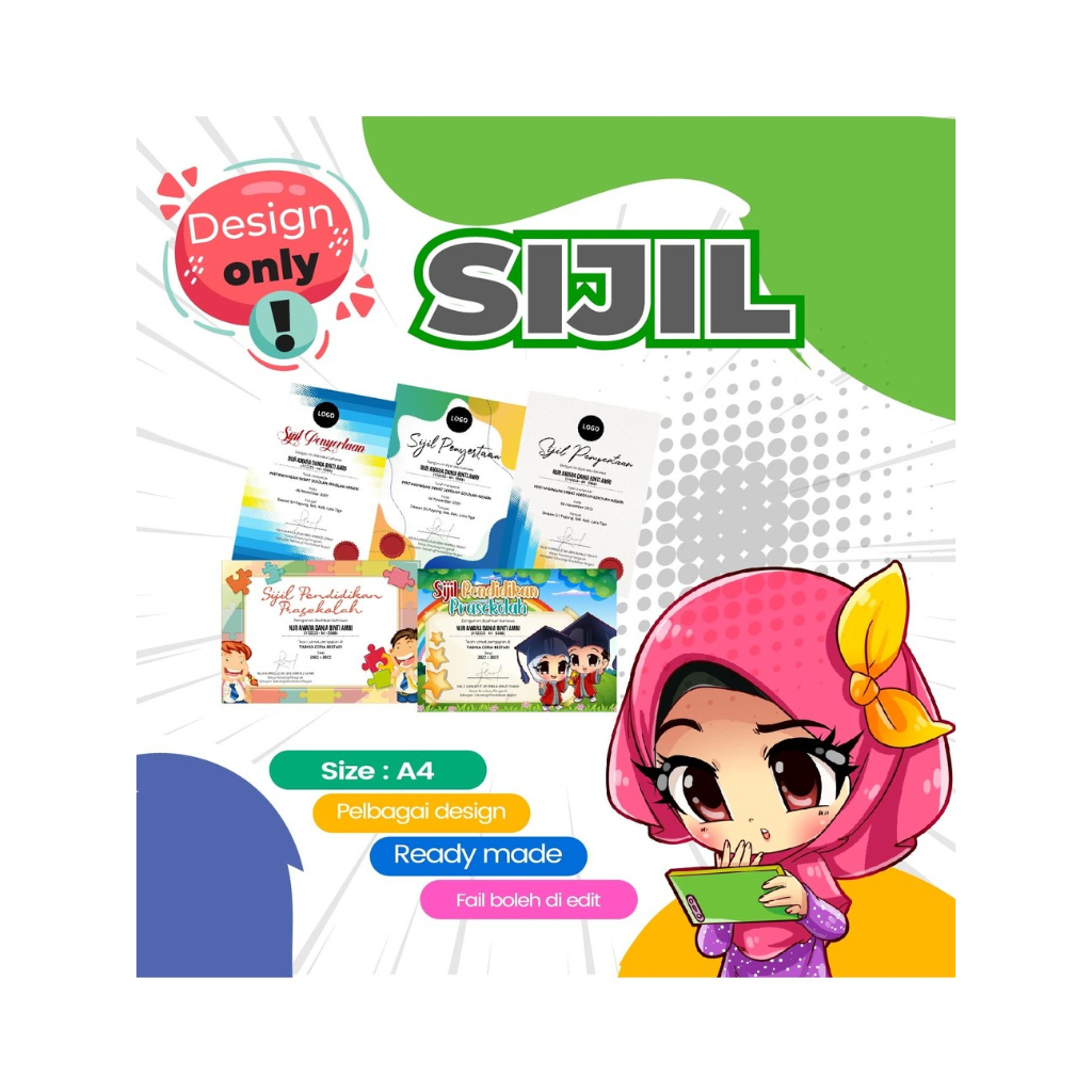 DESIGN ONLY !! Template Sijil Certificate Template Editable | Shopee ...