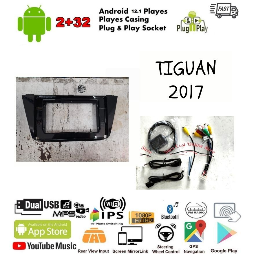 Volkswagen Tiguan 2017 - 2019 10 INCH android player IPS Screen PLUG N ...