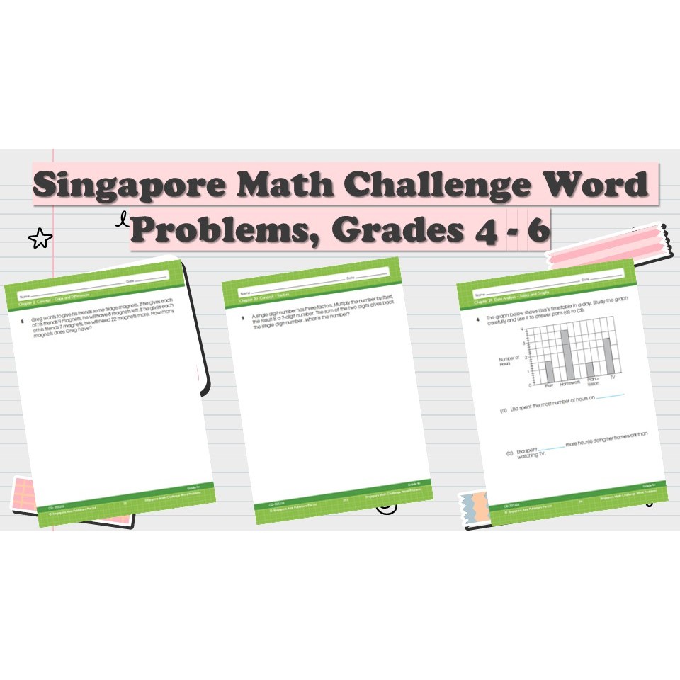 [P360] 353 pages Singapore Math Challenge Word Problems, Grades 4-6 ...