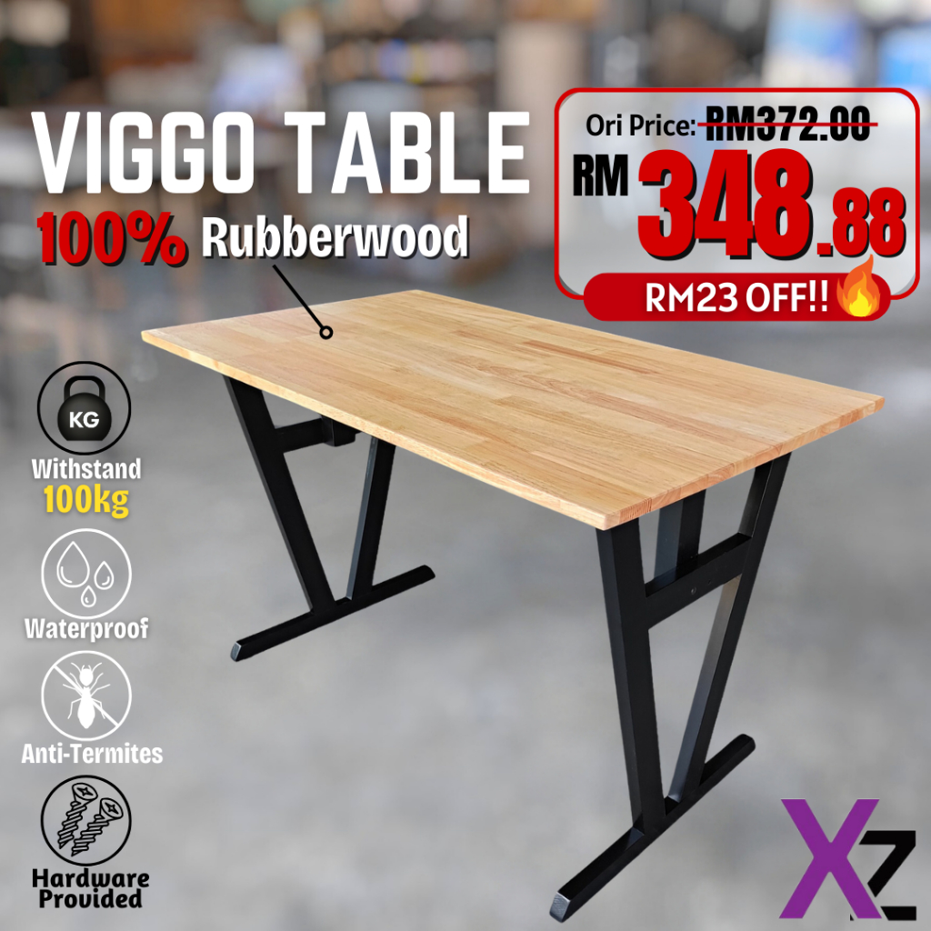 𝗫𝗭 Viggo Table made of Premium Solid Rubberwood Dining Table PC Table Study Table Gaming Table ...
