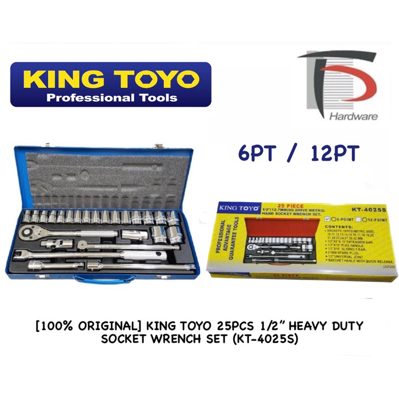 [100% ORIGINAL] KING TOYO 25PCS 1/2” HEAVY DUTY BOX SOCKET WRENCH SET ...