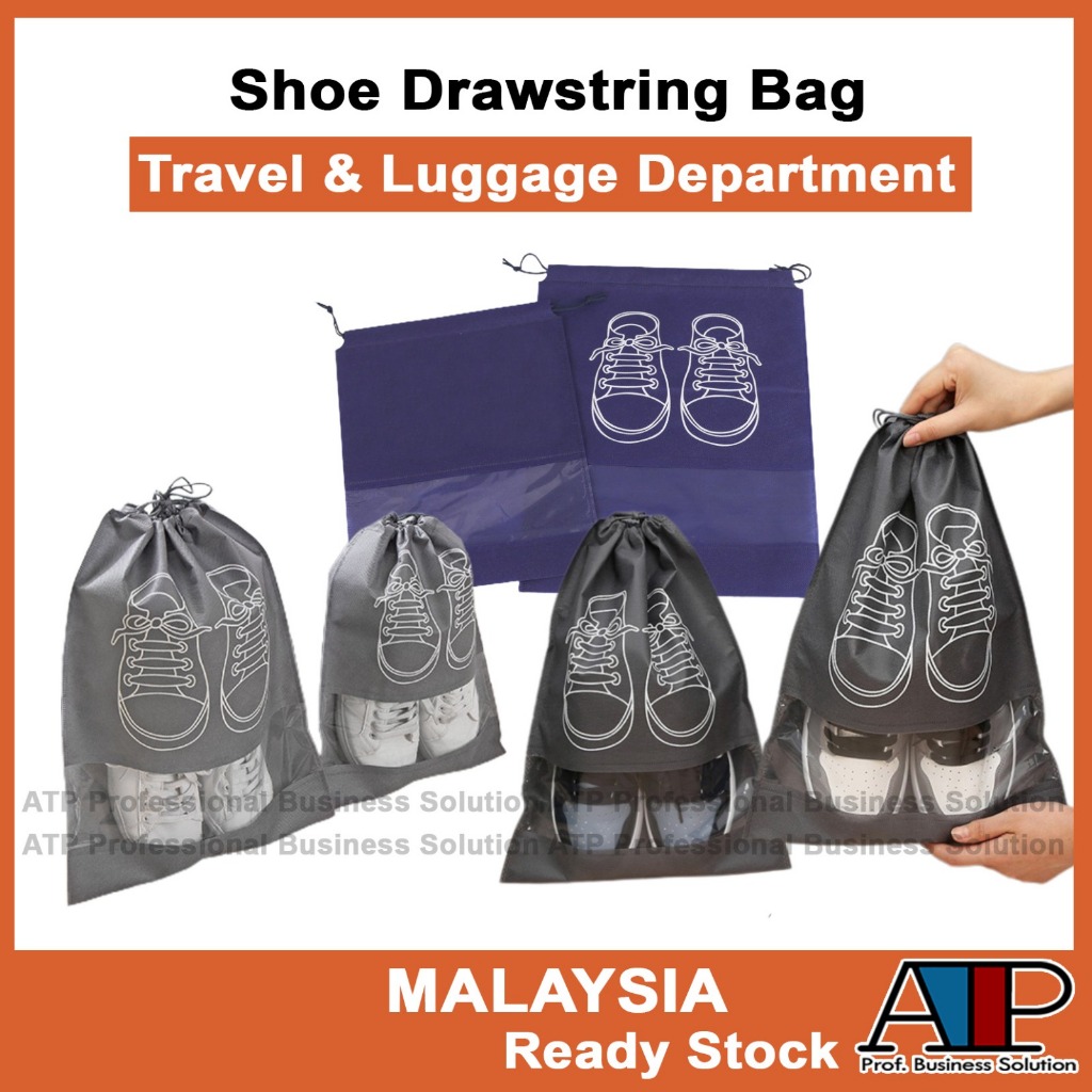 Beg Kasut Non Woven Drawstring Travel Shoe Bag Dustproof Waterproof ...