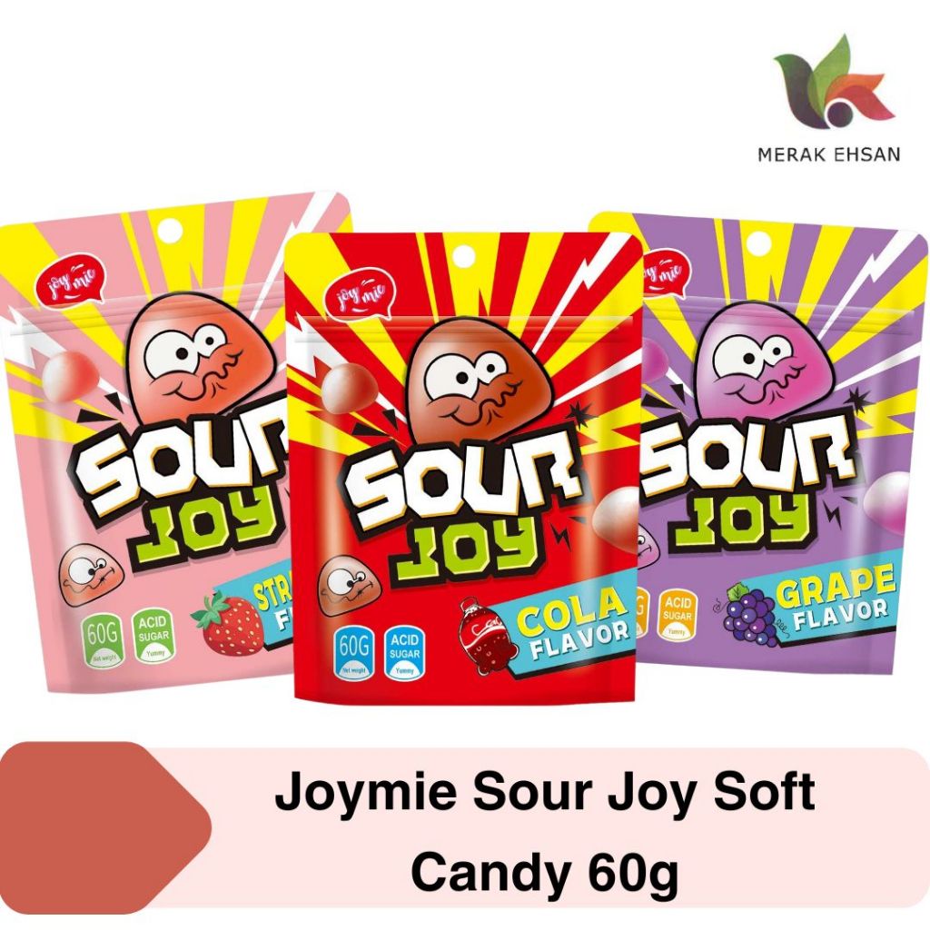 [Stok Sedia/Halal] JOYMIE Gula-Gula Getah Masam 60G (COLA/ANGGUR ...