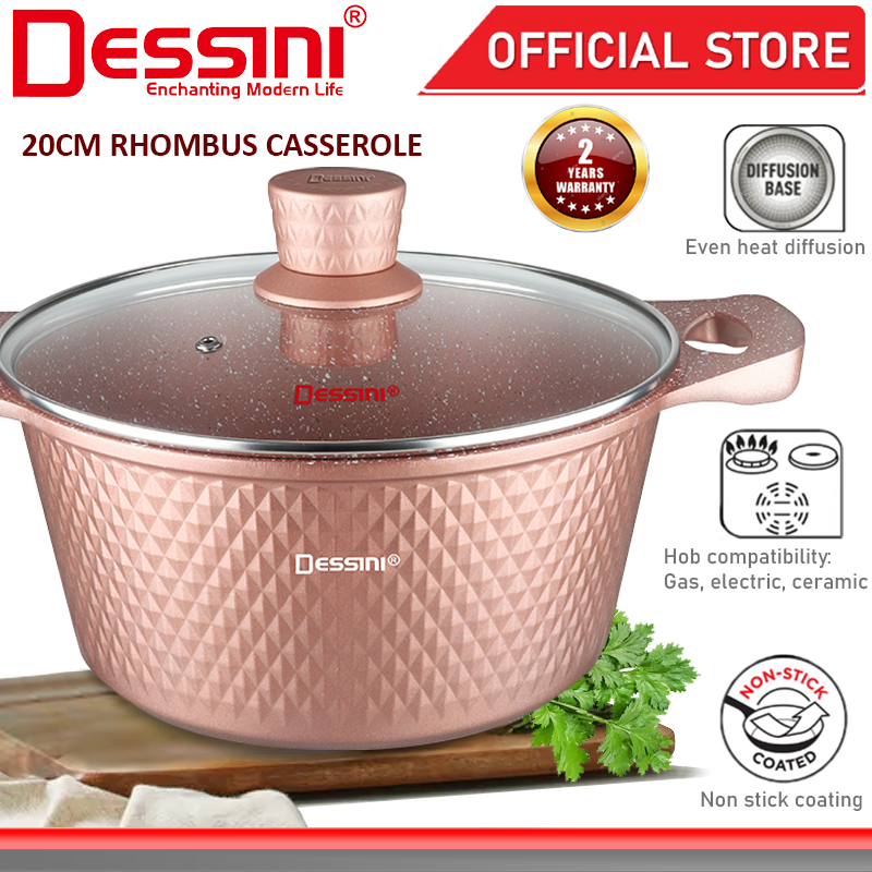 DESSINI ITALY 20CM Rhombus Casserole Die Cast Aluminium Non Stick Pot ...