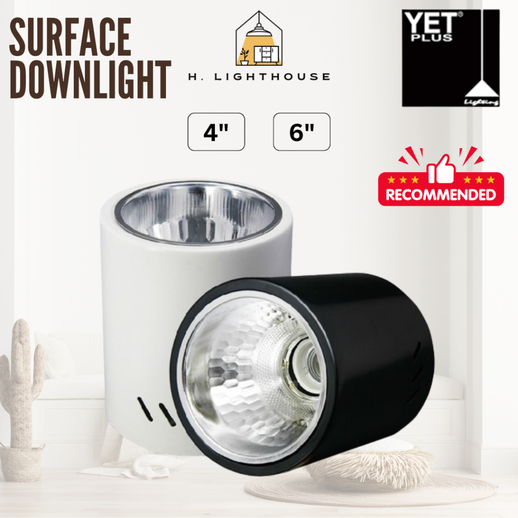 YET PLUS Mounted Surface Downlight 6'' 8'' E27 Black/White Flush ...