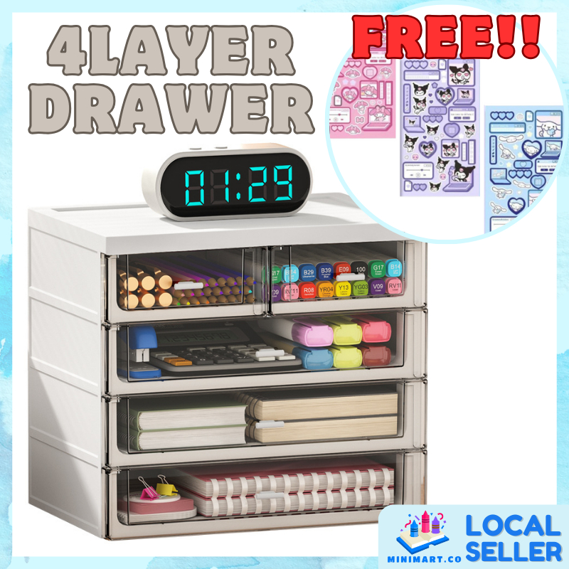 4TIER Storage Box Large Capacity Desktop Organizer A4 Paper Book ...