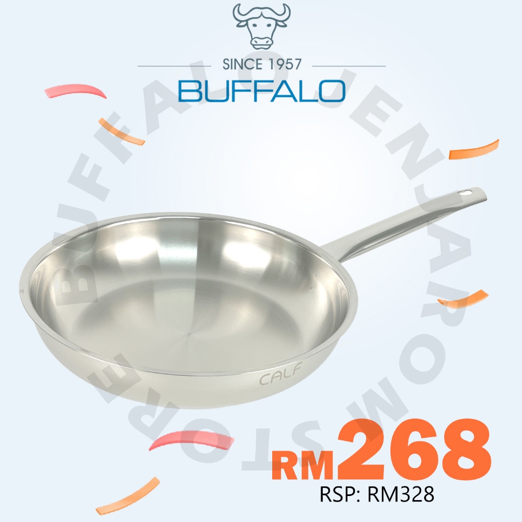 [READY STOCK] BUFFALO CALF 24cm Stainless Steel Frying Pan 牛头牌CALF24cm ...