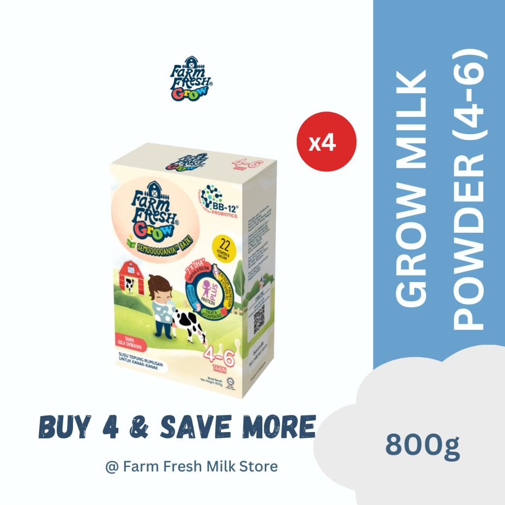 BUY 4 FREE 1 MILK-FARM FRESH GROW MILK POWDER 800G - 4-6 YEARS | - The ...
