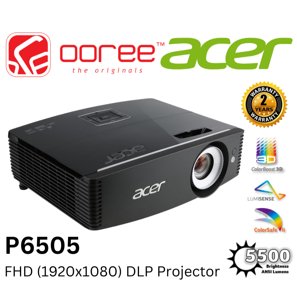 ACER P6505 5,500 ANSI LUMENS FHD (1920x1080) DLP PROJECTOR, CONTRAST ...
