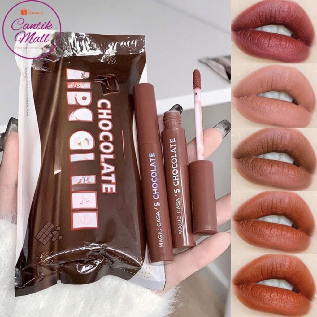 [CANTIKMALL] MAGIC CASA Lipstick 5Pcs Set Matte Velvet Lip Glaze Set ...