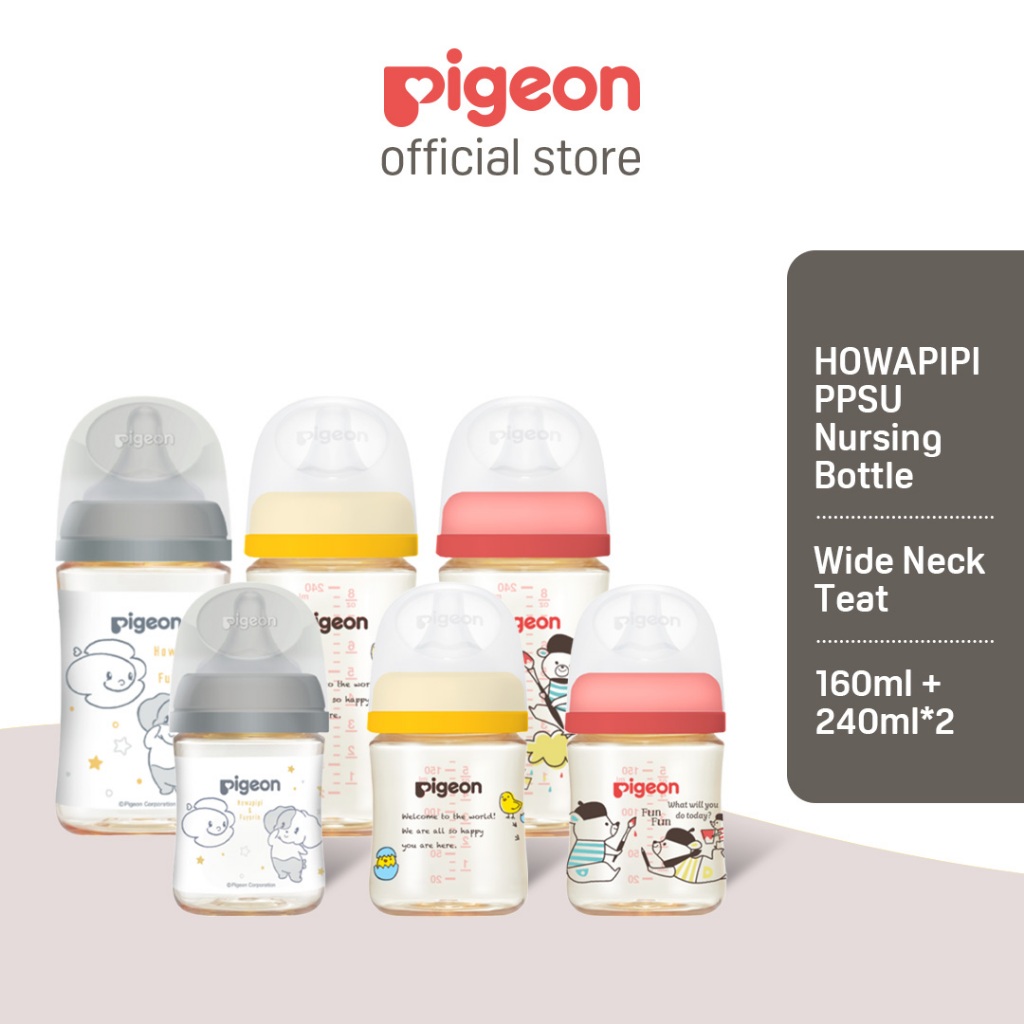 Pigeon SofTouch™ Wide Neck PPSU Character Bottles 160ML+ 240ML Set G | Shopee Malaysia