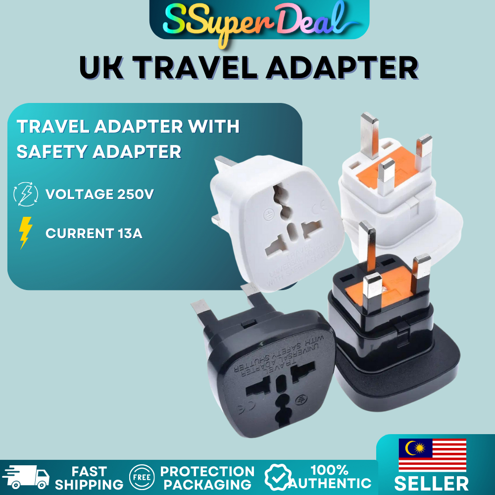 UK Travel Adapter with Fuse Universal AC Plug with Safety Shutter Power ...