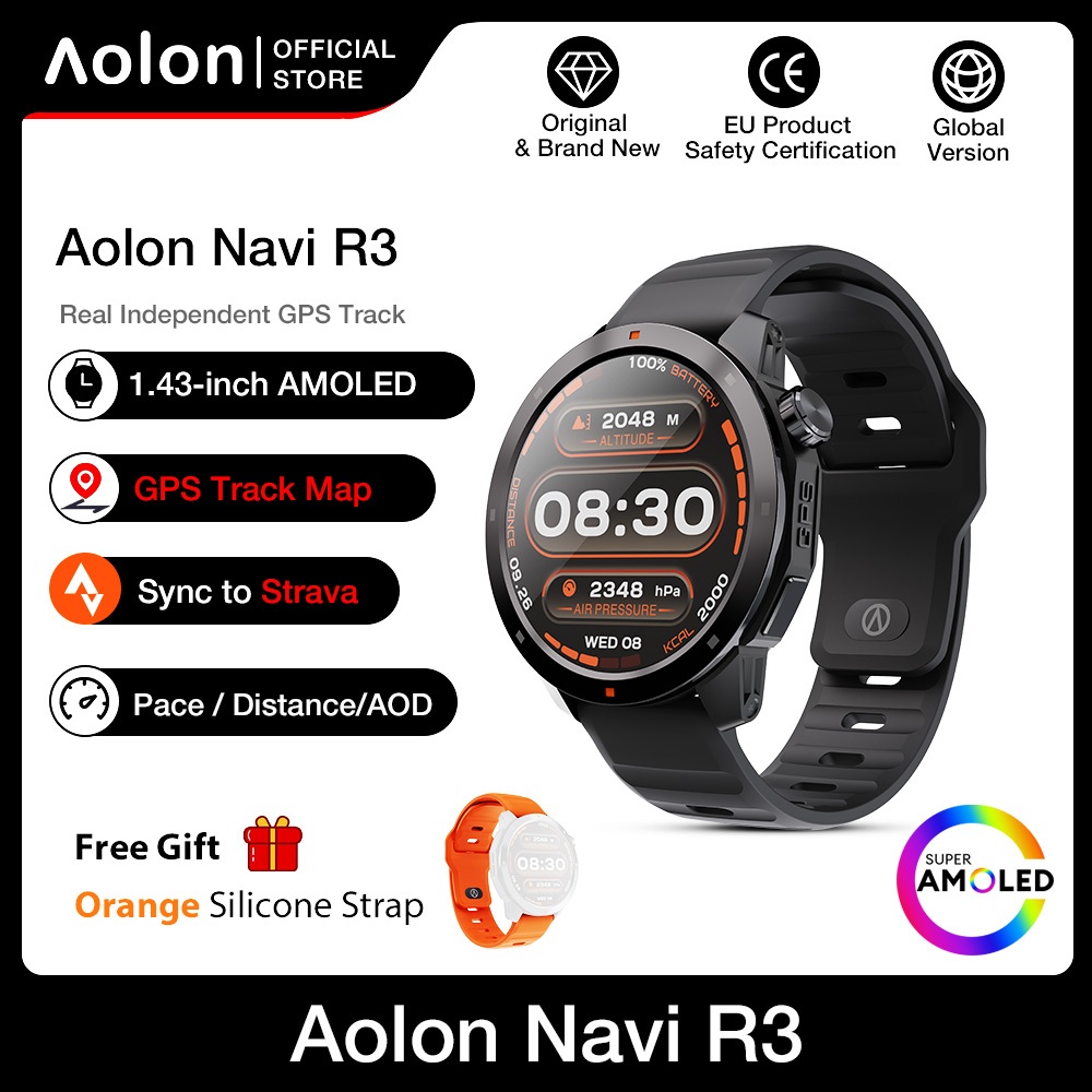 Aolon Navi R3 GPS Smart Watch 1.43 Inch AMOLED Compass Altimeter ...