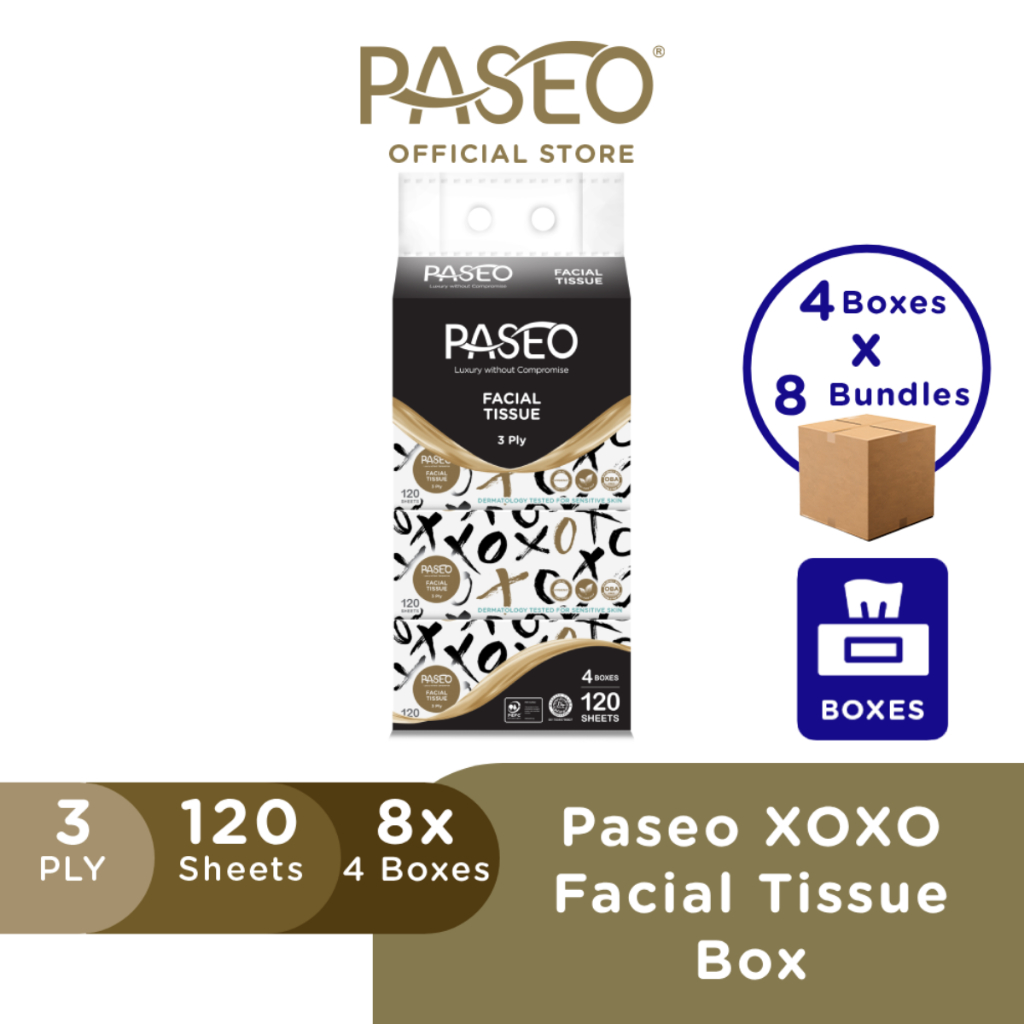 [Carton] Paseo XOXO Facial Tissue Box (120's x 4 Boxes x 8 Bundles ...