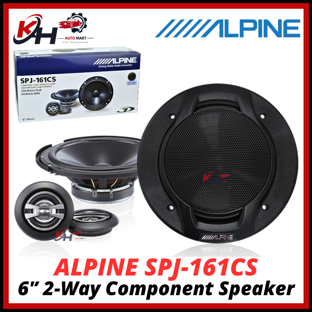 6" ALPINE SPJ-161CS COMPONENT 2-WAY SPEAKER TWEETER 250W Peak Power 50W ...