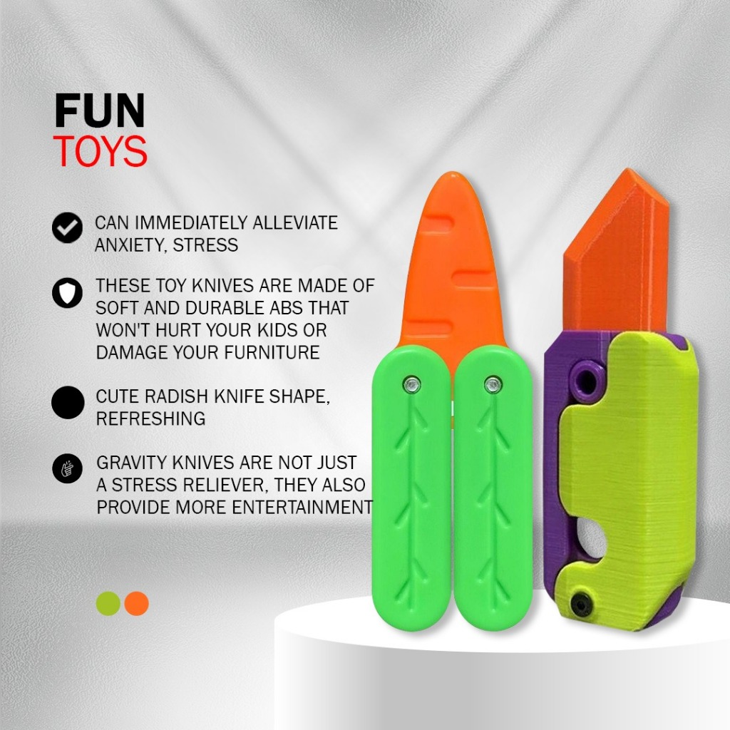 3D Gravity Toys Knife Carrot Knife Fun Toys Decompression Push Card ...