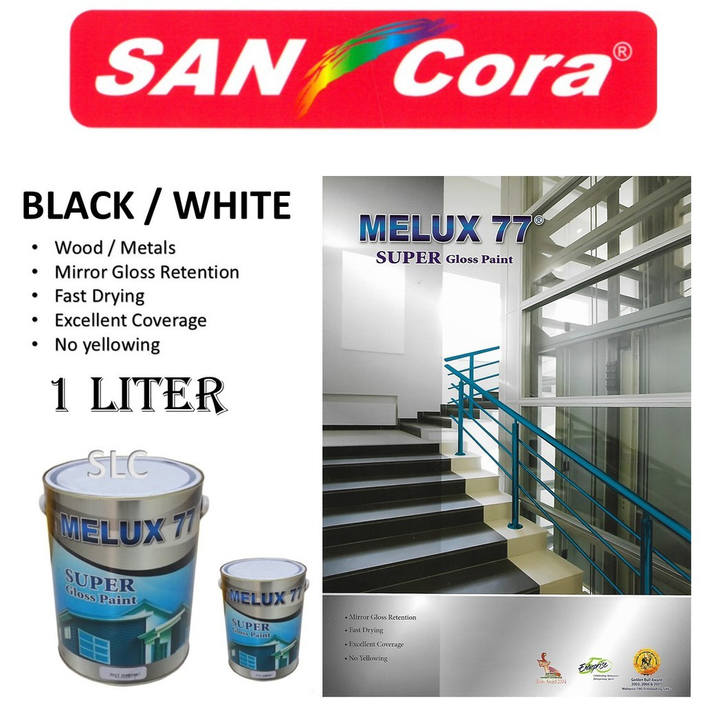 Sancora MELUX 77 GLOSS FINISH (WHITE/COLOUR) 1L Wood & Metal Paint/Platone/Blue-i Gloss/Cat ...