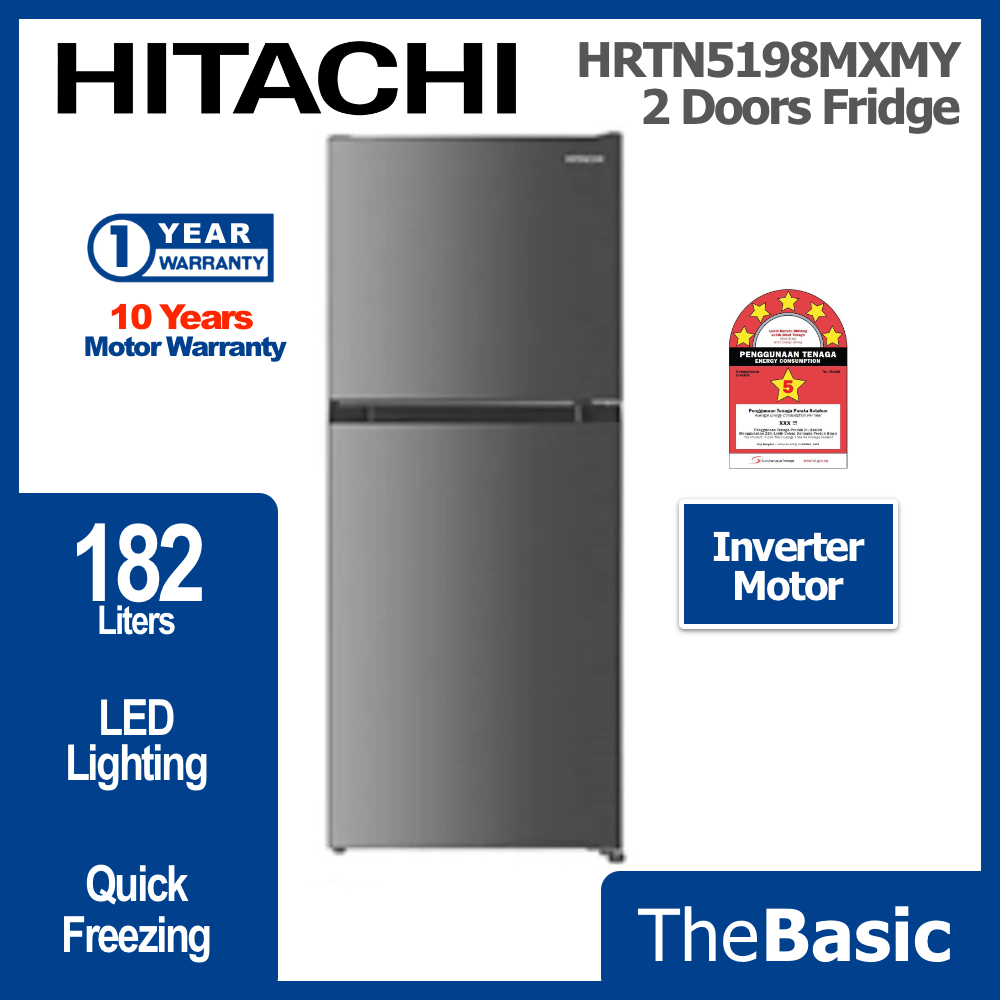 HITACHI 2 Door 182L New Stylish Inverter Refrigerator Peti Sejuk ...