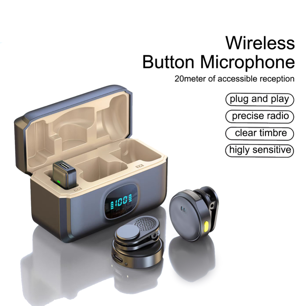 Magnetic Button Wireless Lavalier Microphone Outdoor Radio Recording ...