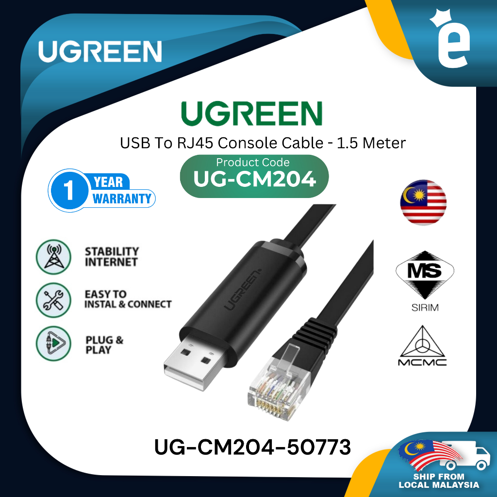 UGREEN USB A TO RJ45 CONSOLE CABLE 1.5 METER CONSOLE PROGRAMMING CABLE ...