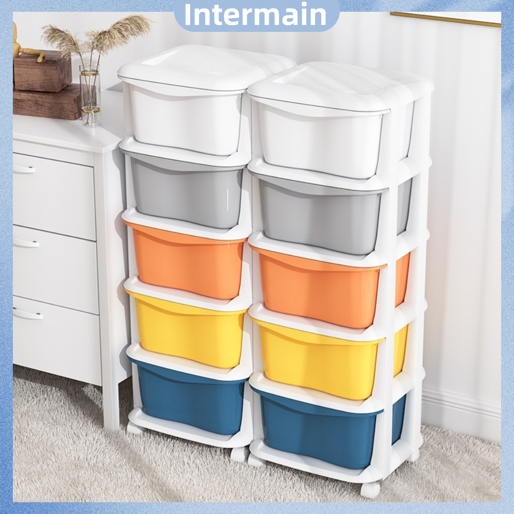5 Tier Plastic Drawer Cabinet Plastic Storage Organizer Kid Clothes ...
