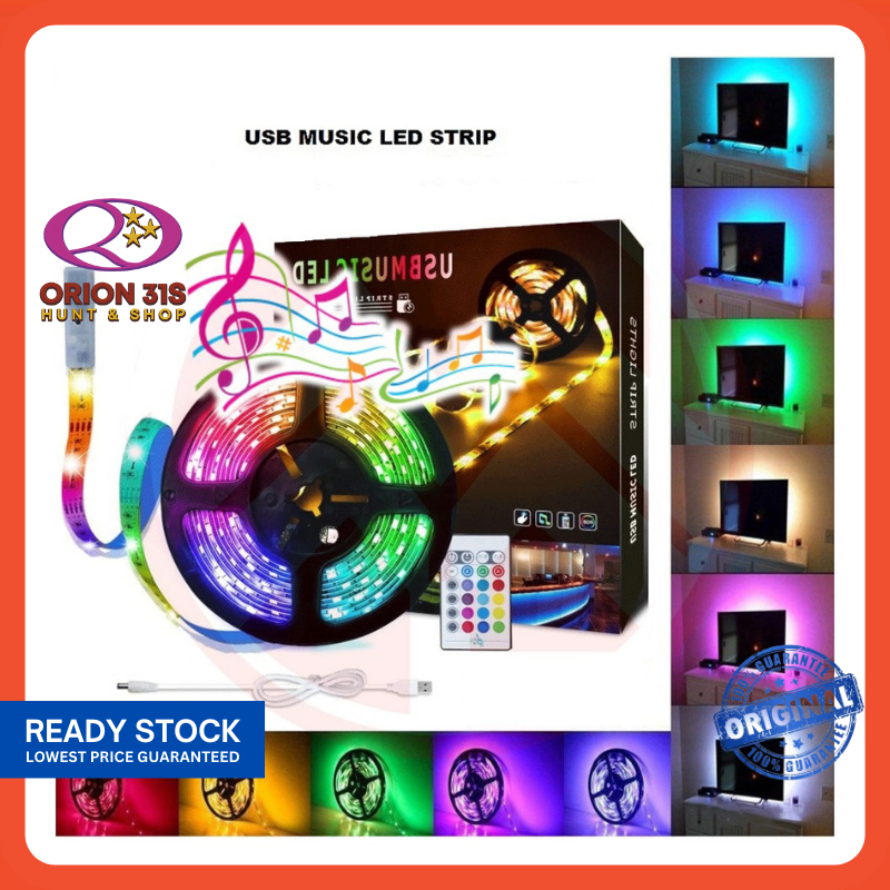 USB Music LED Strip Lights RGB Easy Setup Plug & Play Strong Adhesive ...