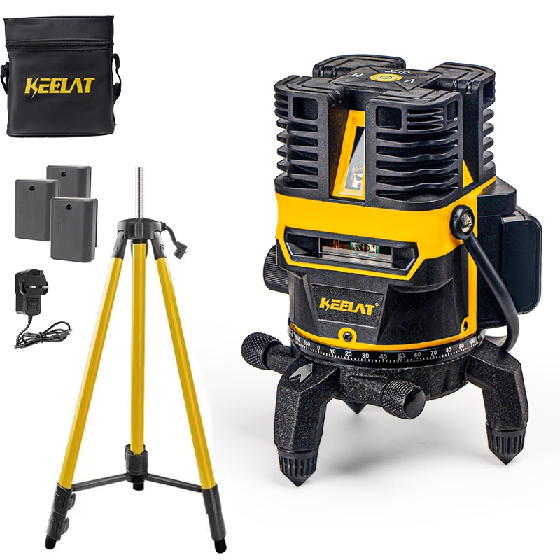KEELAT 5 Line Laser Level Green Light Self-Leveling 360° Rotary Cross ...
