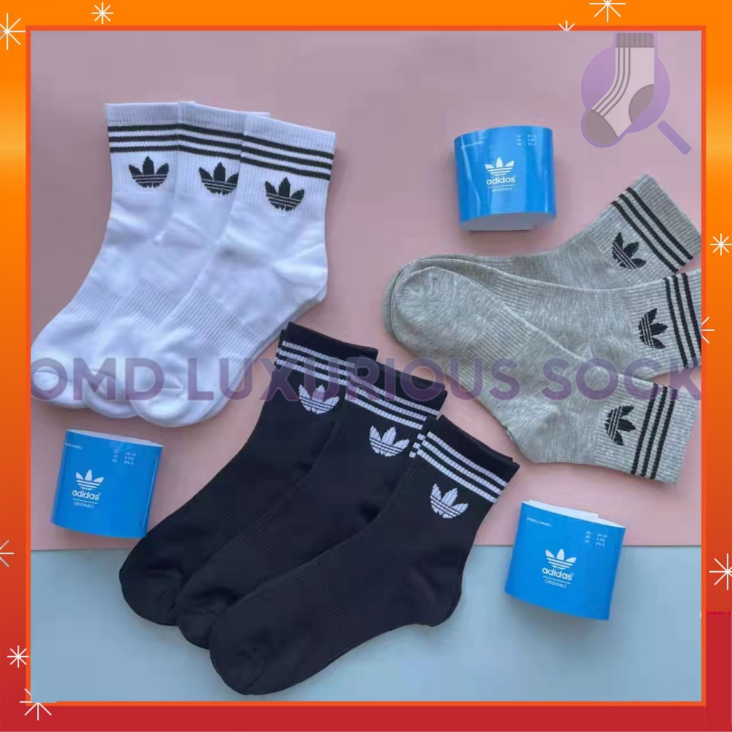 [3 Pasang] Stokin Adidas Socks Fashion Cotton Sock Sport Socks Running ...