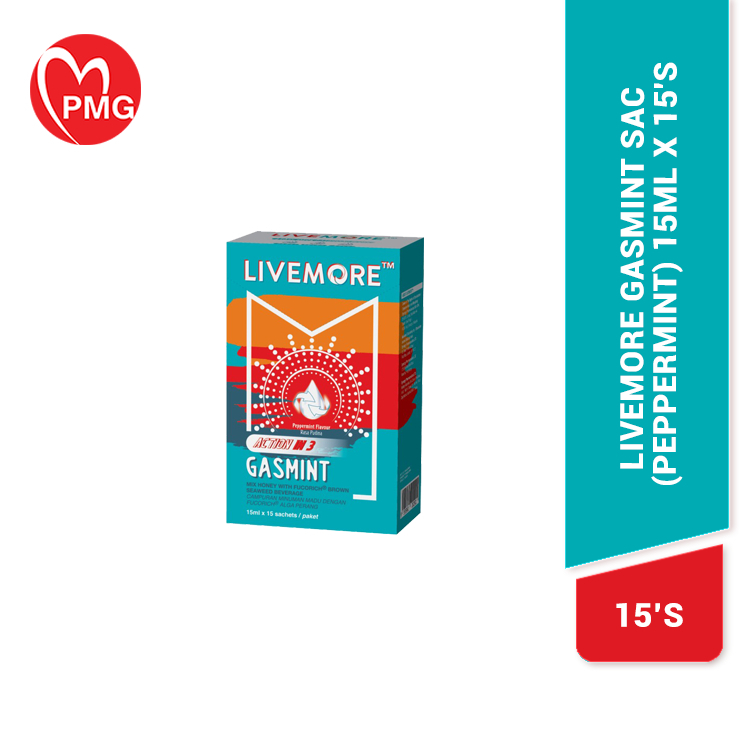 [LIVEMORE] Gasmint Sac (Peppermint) 15ml X 15's - Relieve Gerd Symptoms | Shopee Malaysia