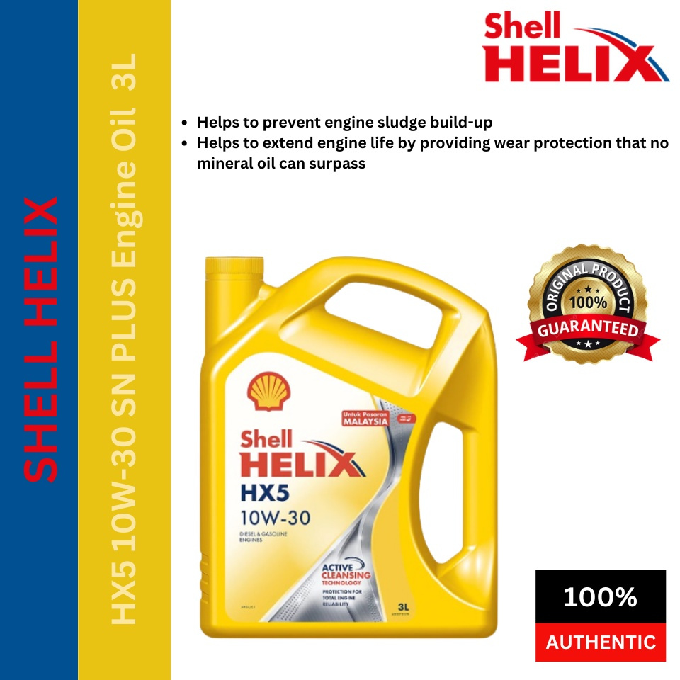 550051972 SHELL 10W30 ENGINE OIL HELIX HX5 3L SEMI SYNTHETIC MINYAK ...
