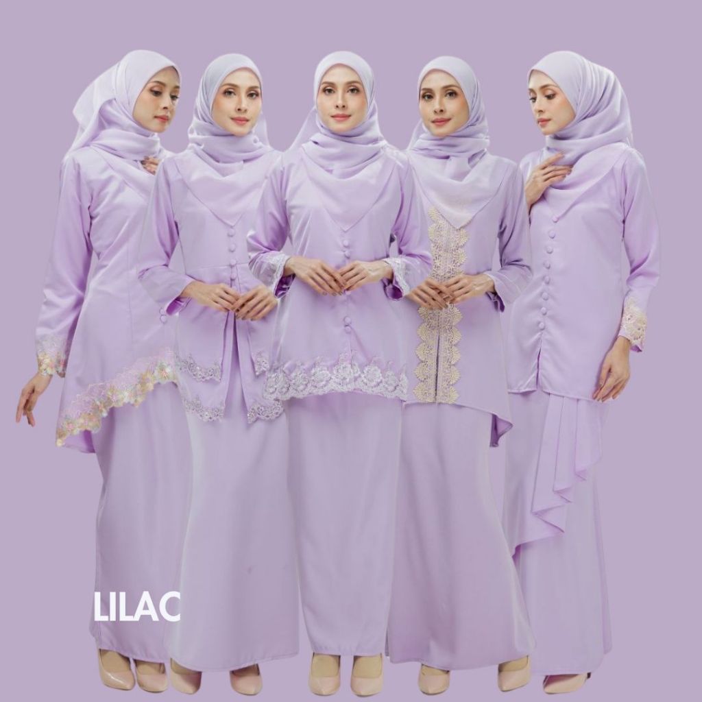 [lilac] Baju Kurung Kebaya Moden Lace Nikah Tunang Raya Sedondon Ibu Anak Bridesmaid | Shopee ...