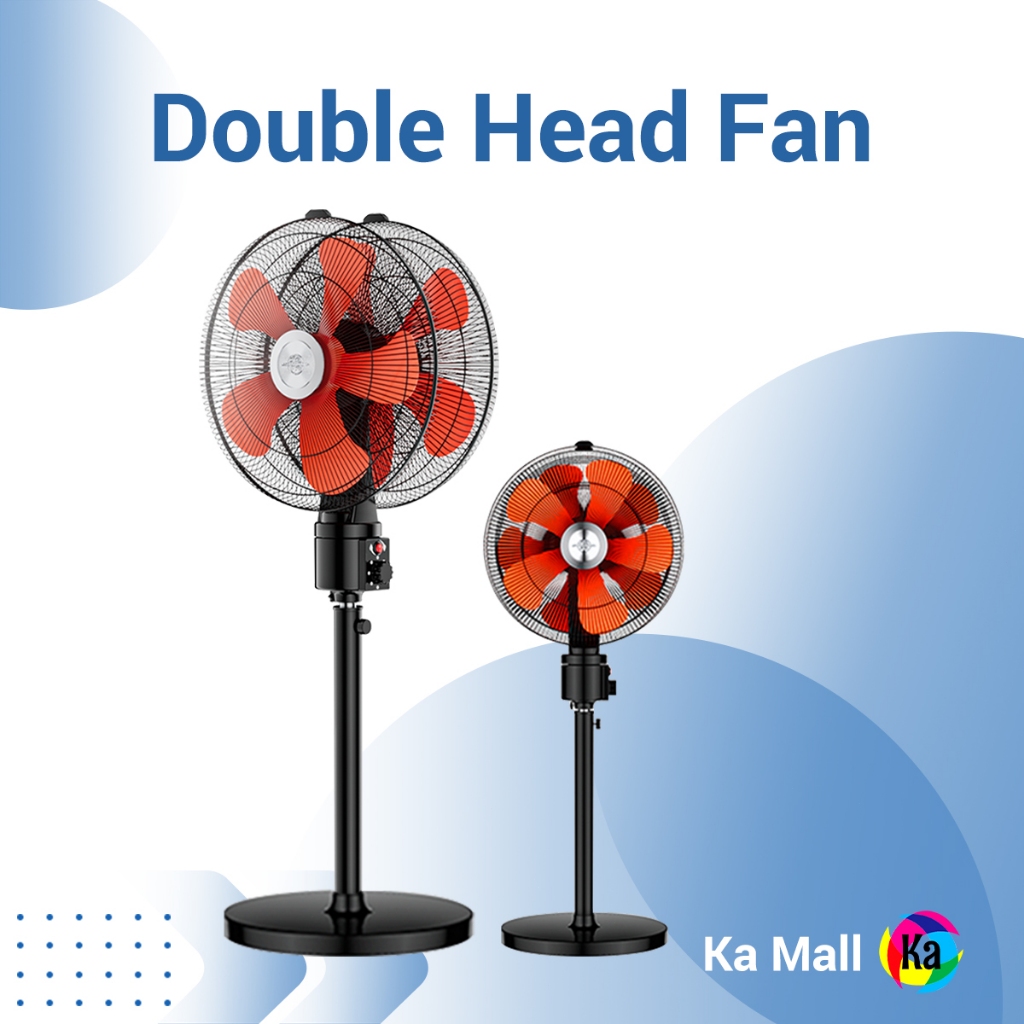 Stand fan heavy duty Strong wind double head 180W kipas angin berdiri ...