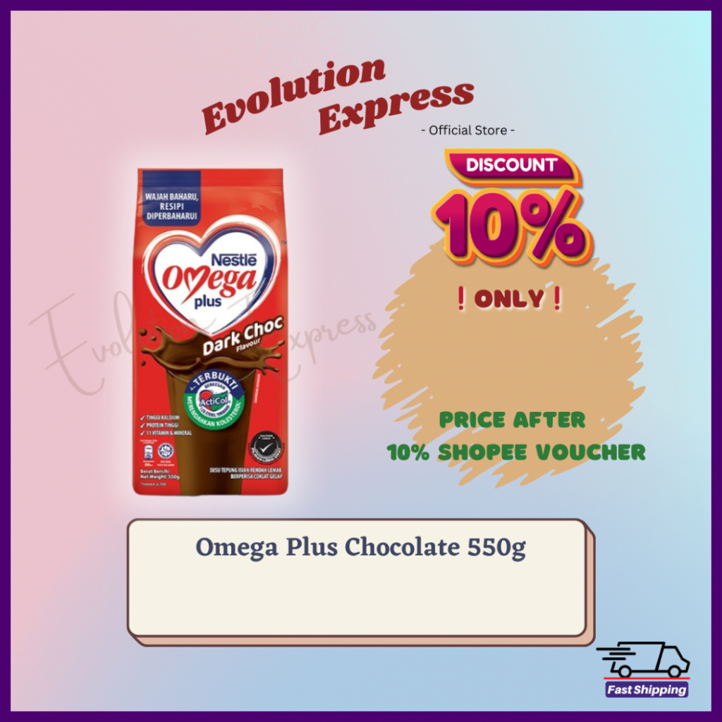 [Promotion Hebat] Nestle Omega Plus Dark Chocolate Milk Powder (550g ...