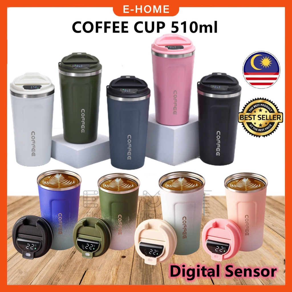 Portable Digital Coffee Mug Stainless Steel 510ML Travel Tumbler ...