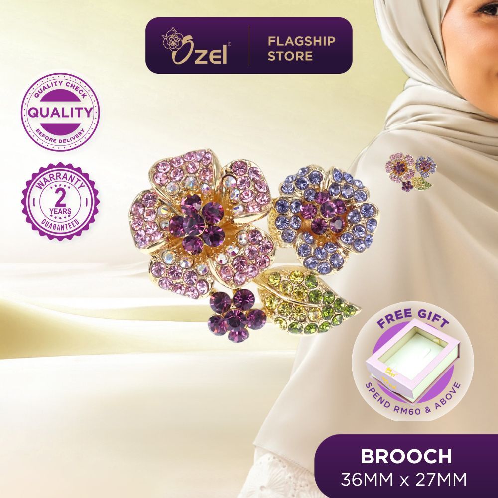 Ozel Flower Brooch B260 Kerongsang & Pin Tudung, Hijab, Songkok, Baju ...
