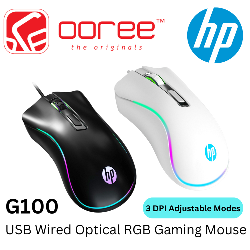 HP G100 USB WIRED OPTICAL GAMING MOUSE WITH 3 DPI ADJUSTABLE MODES, 4 ...
