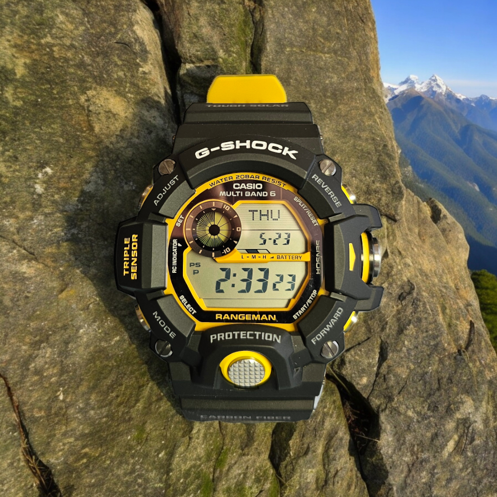 Casio G-Shock RANGEMAN Carbon Fiber "Emergency Yellow Accents" GW ...