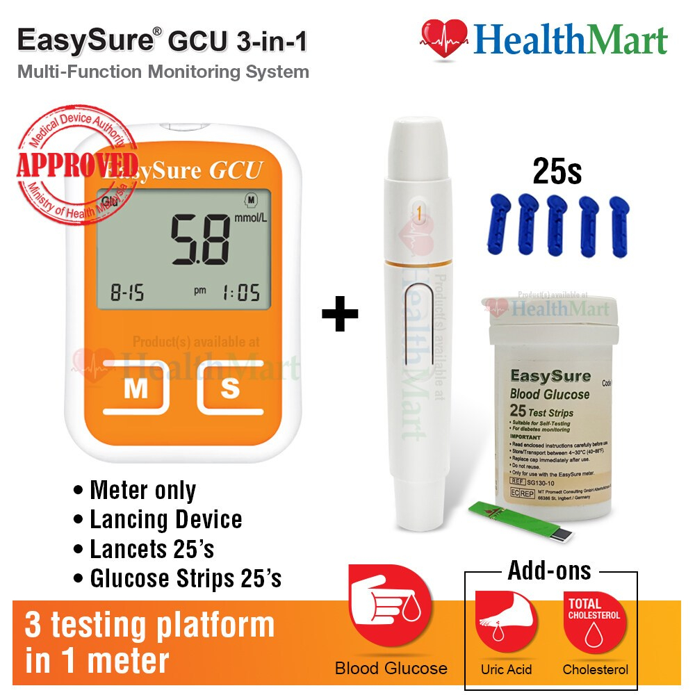 EASYSURE GLUCOSE / CHOLESTEROL / URIC ACID MONITORING TEST | Shopee ...