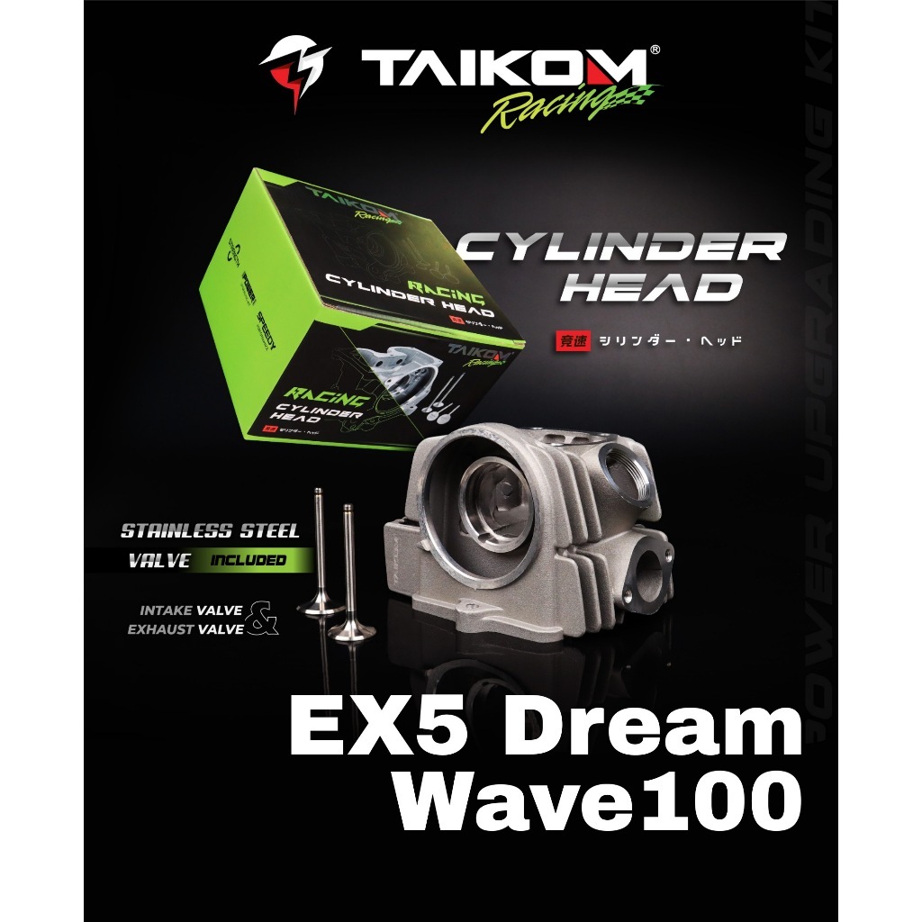 TAIKOM RACING Cylinder Head Comp EX5 Dream Wave100 W100 Wave 100 27/23 ...