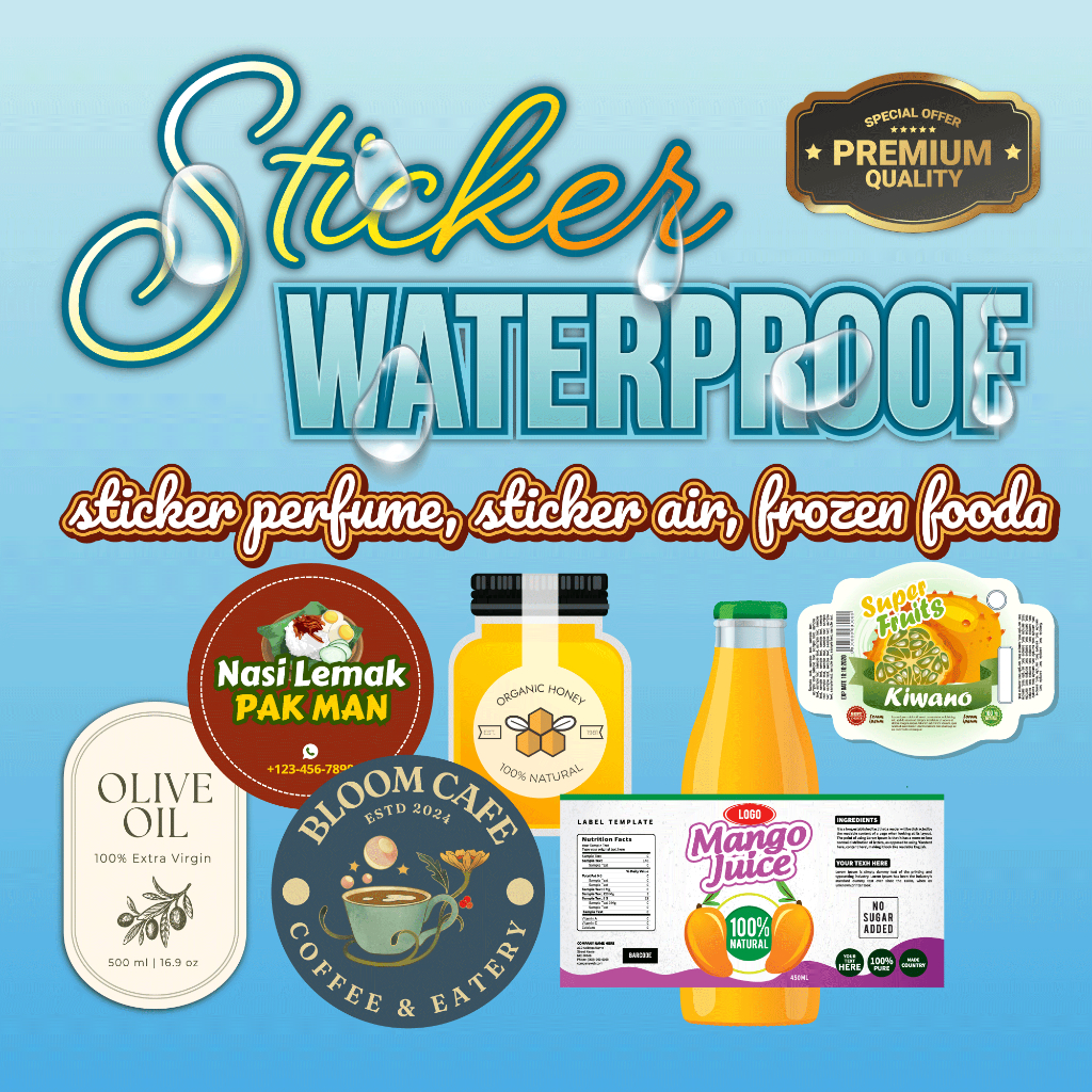 👉STICKER WATERPROOF 3-6CM👈 Custom Sticker Label | Own Design | White Pp ...