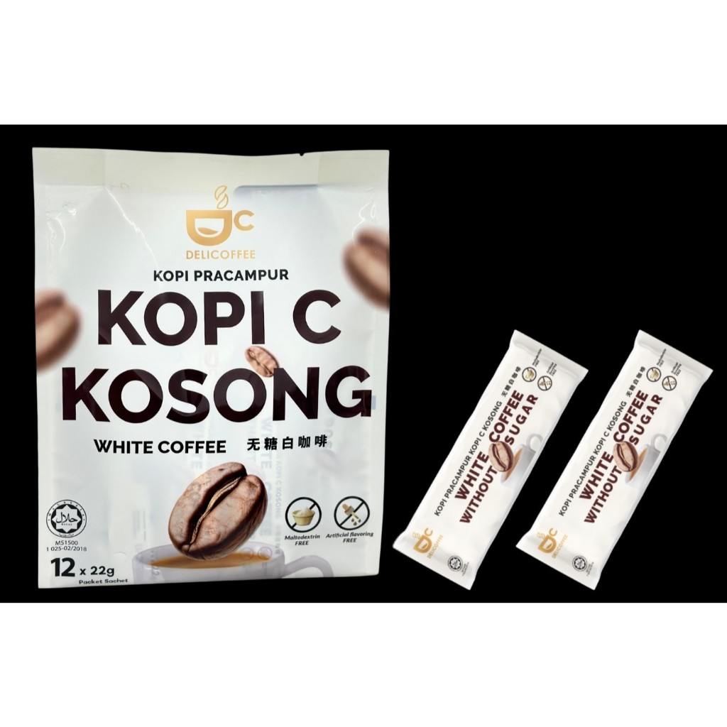 Delicoffee Premix Kopi C Kosong/White Coffee Without Sugar (12s x 22g ...