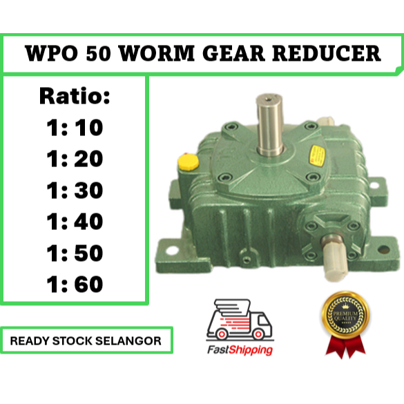 WPO 50 RATIO 10 20 30 40 50 60 SPEED REDUCER WORM GEAR GEARBOX READY ...