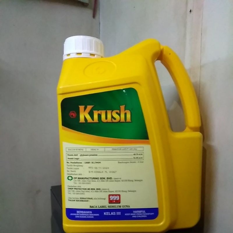 KRUSH 4LITER. Racun Rumpai Glyphosate Potassium 48.7%. (Rumput Pait ...