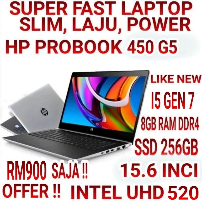 PROMOSI LAPTOP HP PROBOOK 450 G5 core i5, SSD, 8GB RAM, LIKE NEW ...
