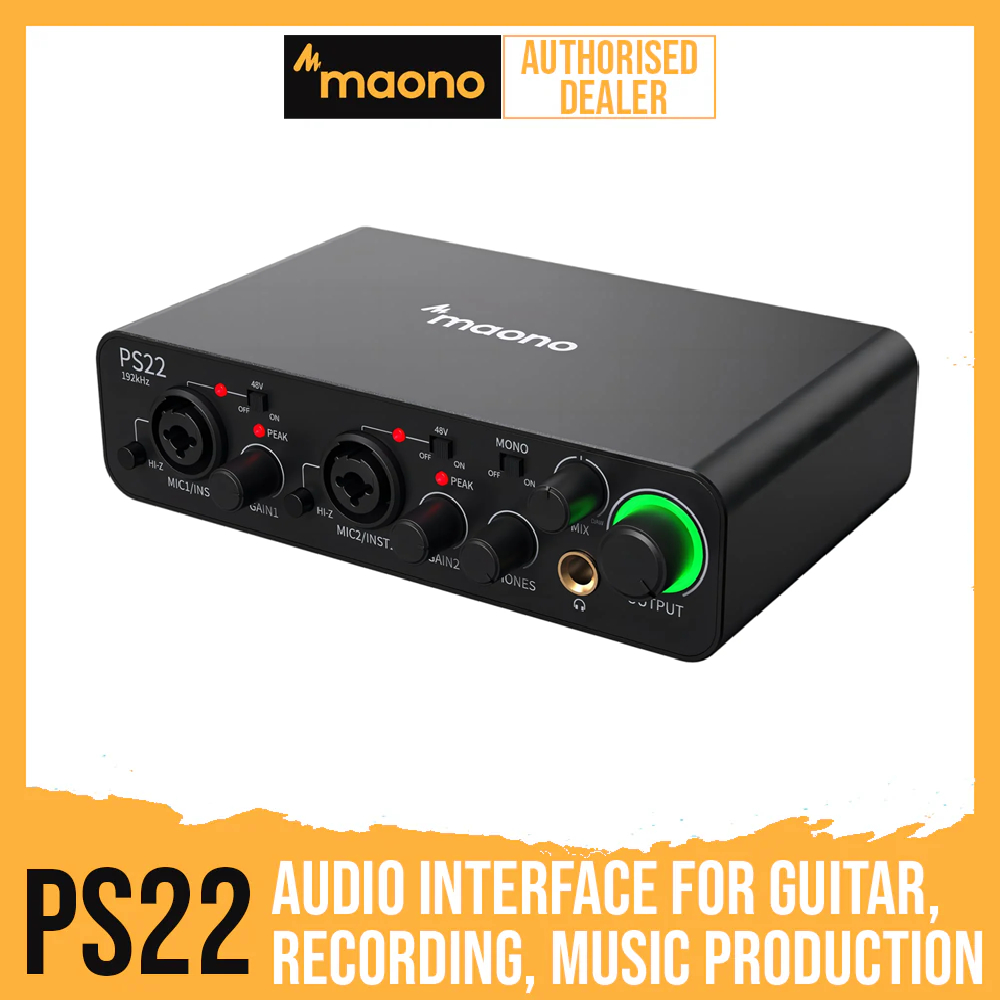 MAONO PS22 USB Audio interface for PC with 60 dB Pro-preamp, 24bit ...